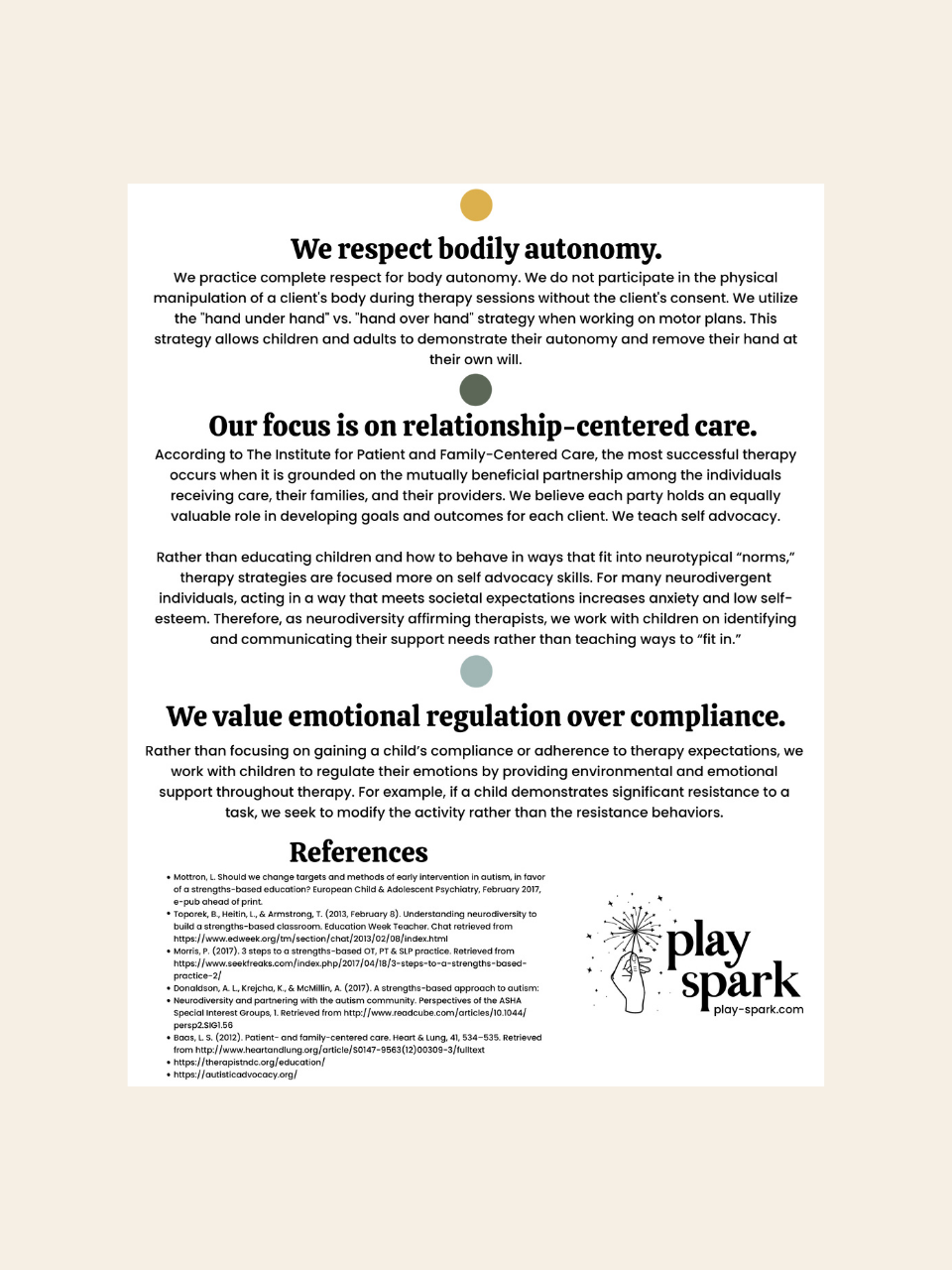 What does it mean to be Neurodiversity Affirming? Handout – Play Spark